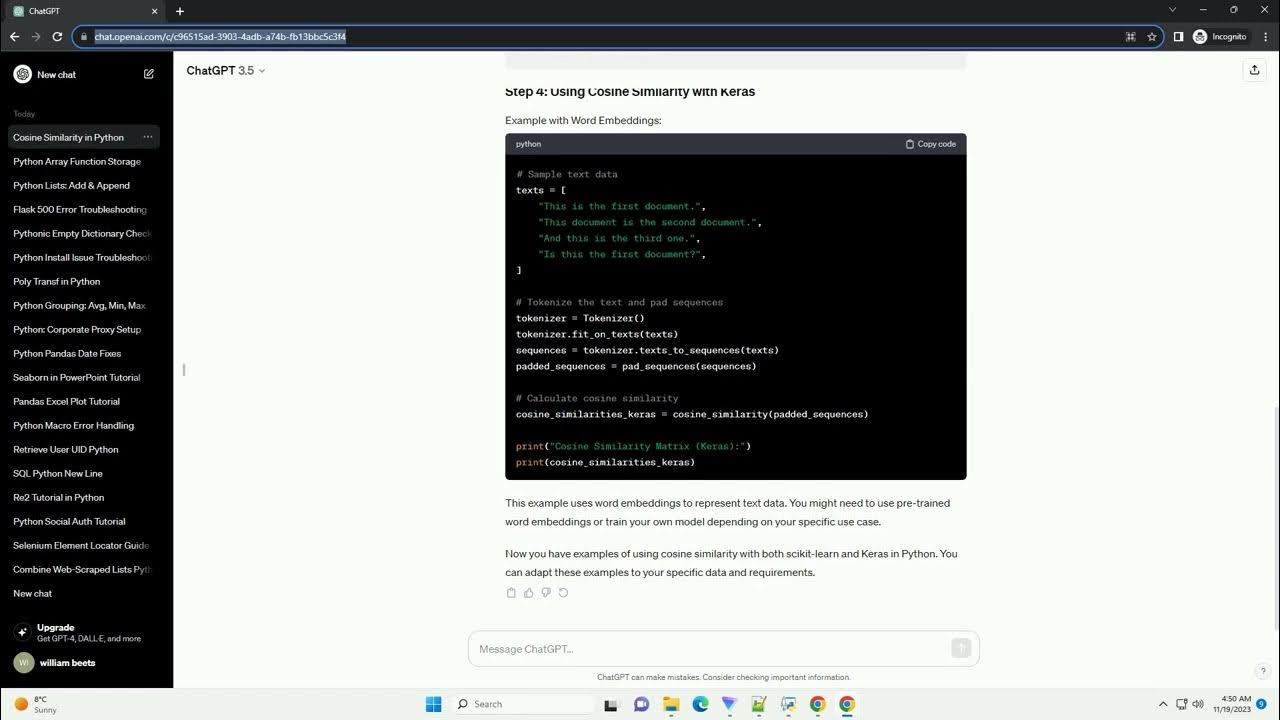Is there a way of using cosine similarity instead of dot product in python sklearn keras - YouTube
