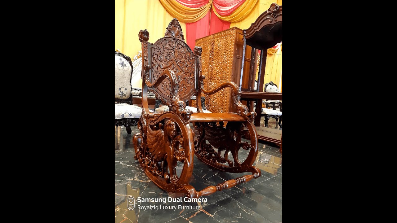 Antique Style Hand Made Royal Rocking Chair by Brand Royalzig - YouTube