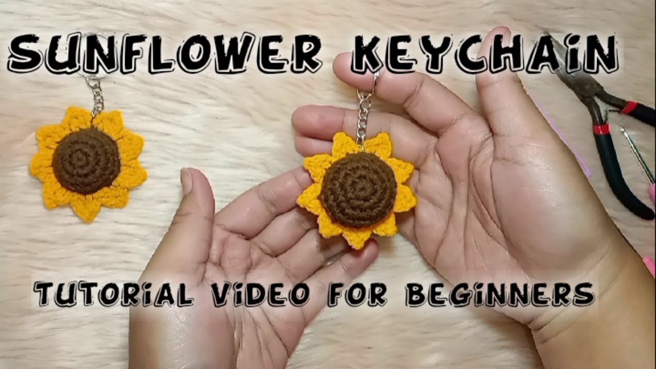 Crochet a Sunflower Keychain for Beginners - YouTube