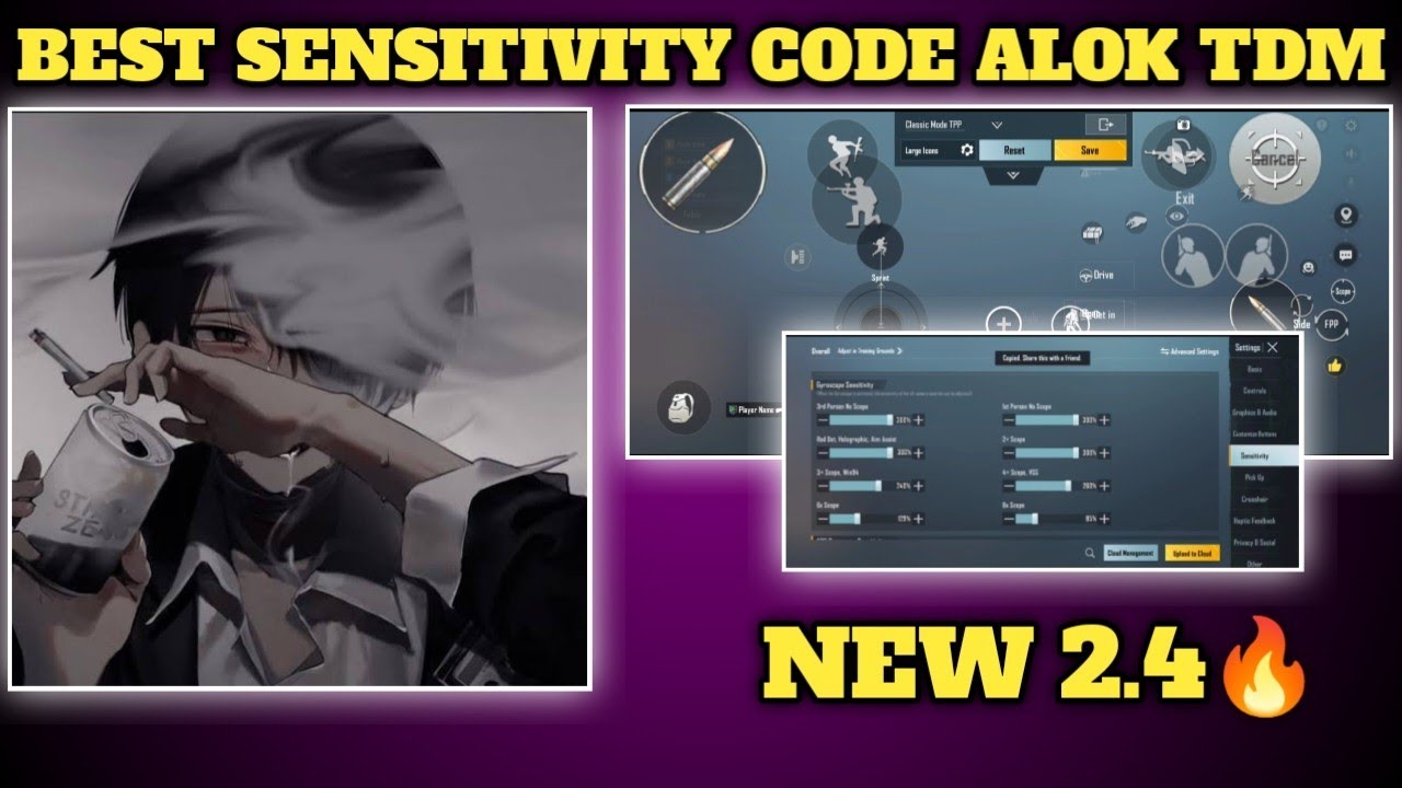 (2.4🔥) ALOK TDM SENSITIVITY CODE// ALOK TDM CONTROL CODE BGMI// ALOK SENSITIVITY SETTINGS - YouTube