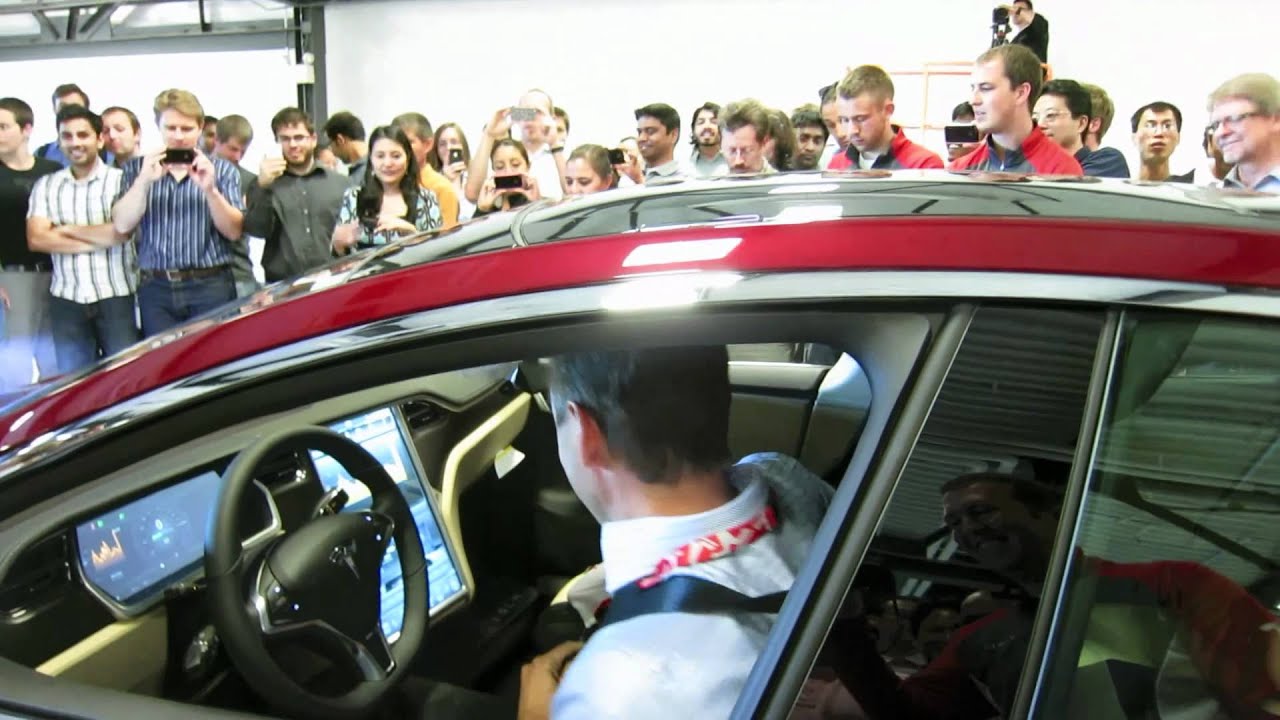 Delivery of the first Tesla Model S - YouTube