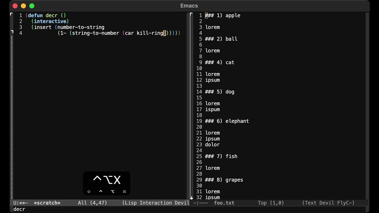 Emacs Keyboard Macro Example - YouTube