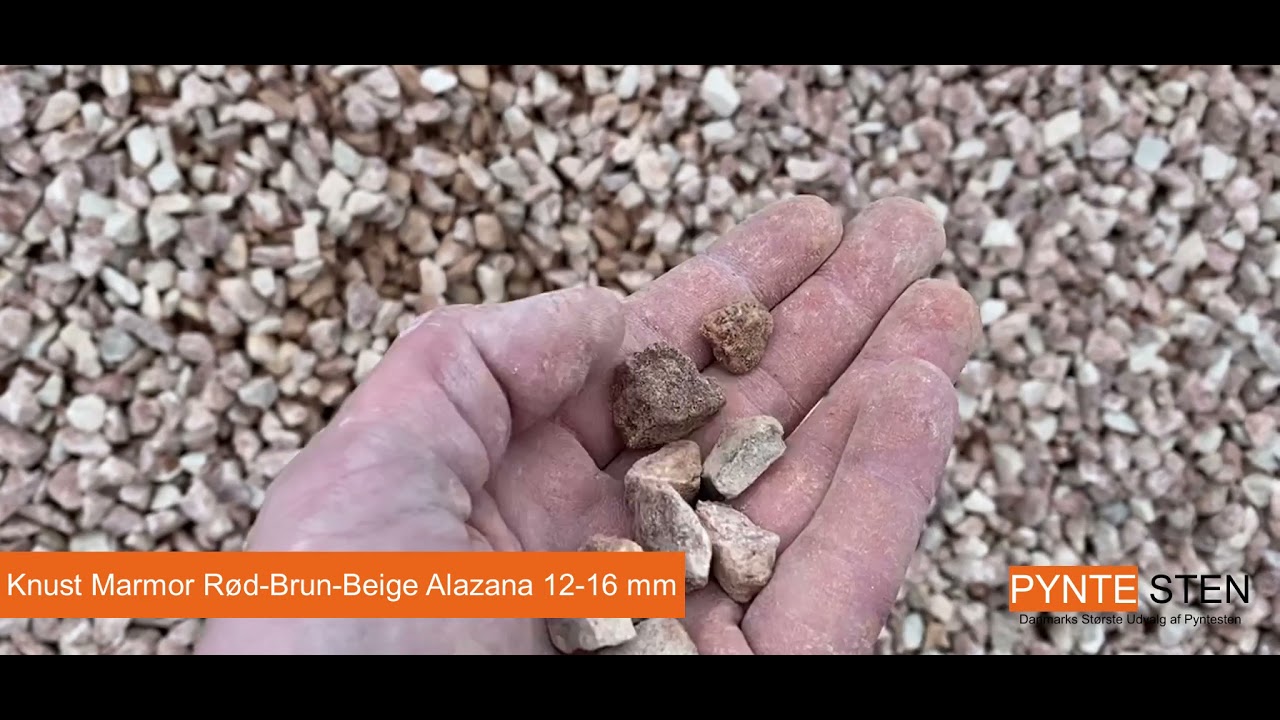 Knust Marmor Rød Brun Beige Alazana 12-16 mm | Pyntesten.dk - YouTube