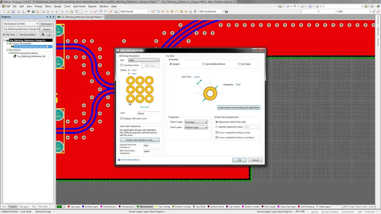 Altium Designer 14 - Regional Via Stitching - YouTube