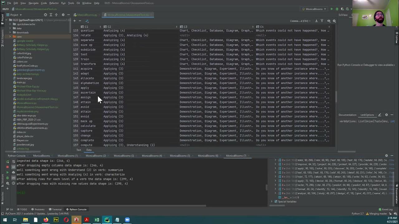 Via the FuzzyWuzzy & WordNet packages I match learning objectives to Blooms-related resources ...