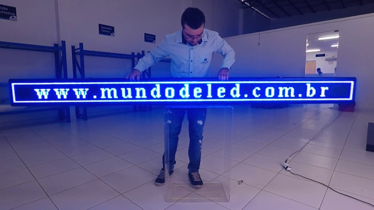 Painel De Led, Letreiro Luminoso 3m X 23cm Externo - MUNDO DE LED - YouTube