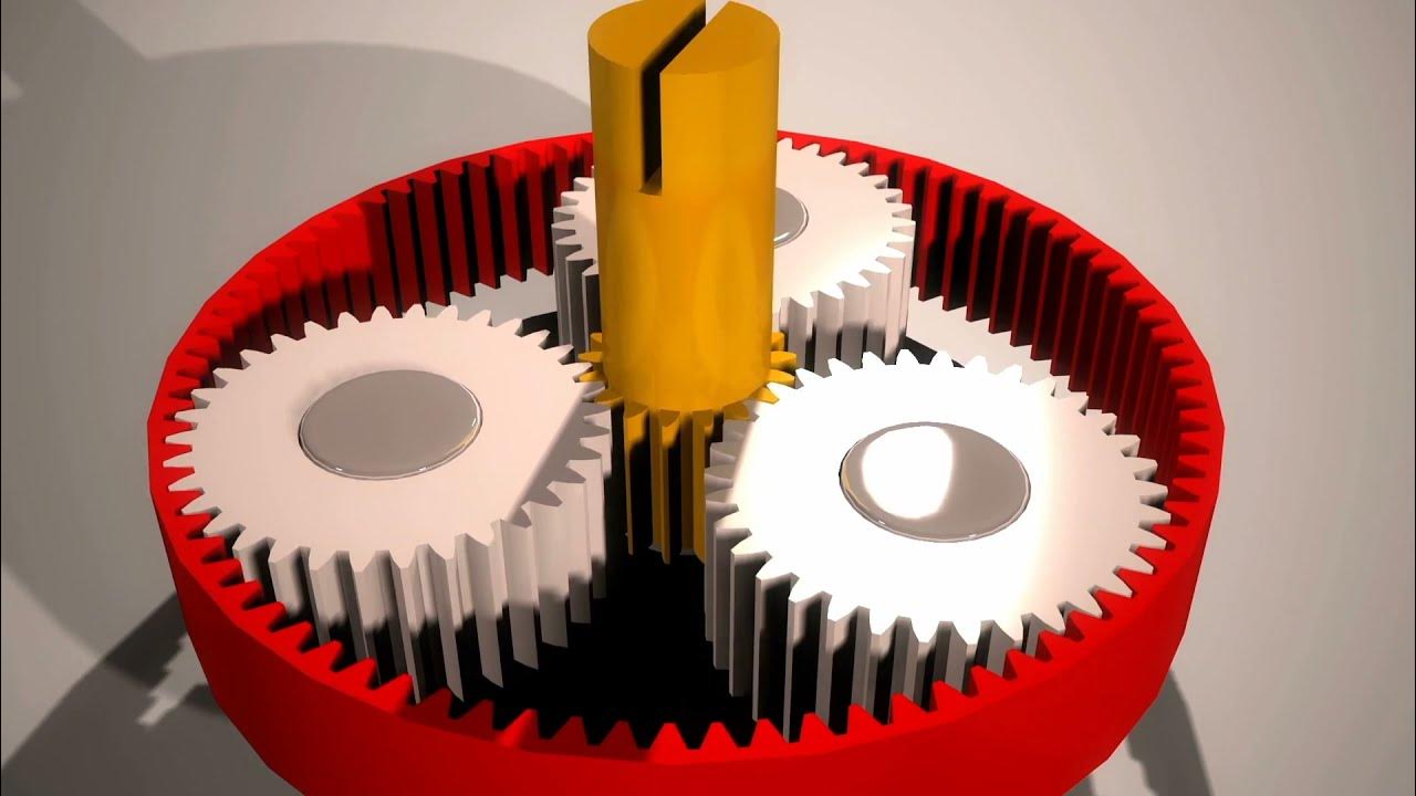 Epicyclic gear train, sun and planet gear animation - mechanical engineering - YouTube
