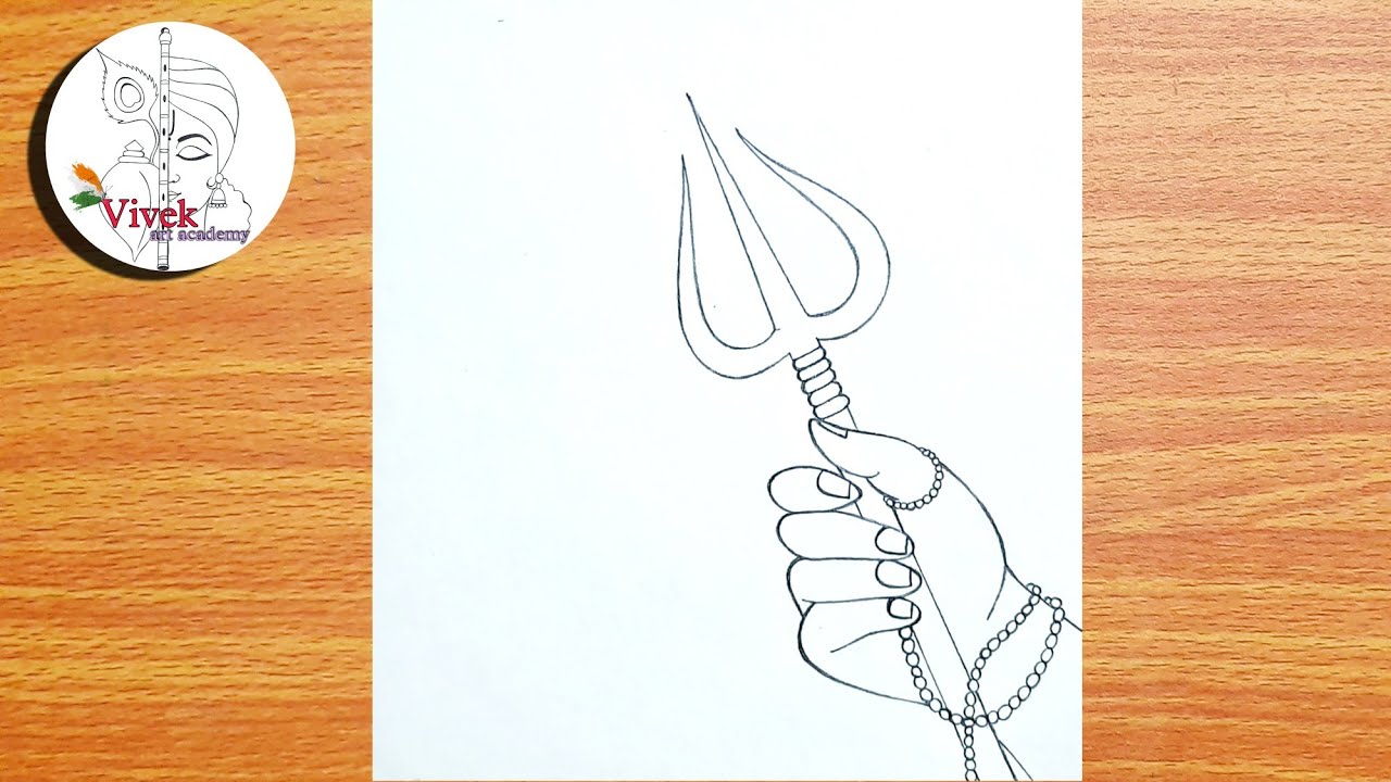 Easy Drawing of Lord Shiva Hand Holding Trishul | Draw Lord Shiva Step ...