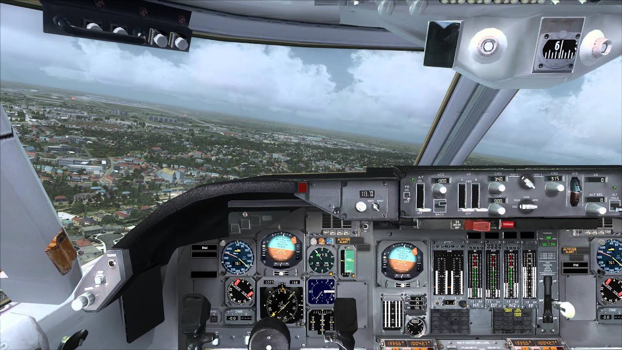 Cockpit Thai Airways 747-200 landing in Bangkok [FSX] - YouTube