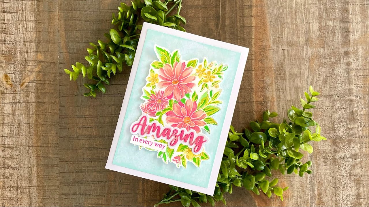 Encouraging Card Using Pink Fresh Studio Painted Daisies - YouTube