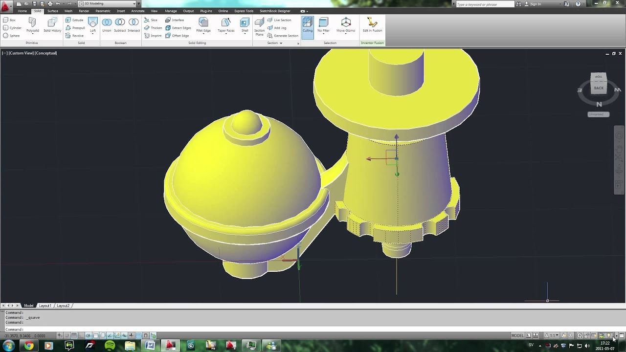 Table Clock Modeling - AutoCAD 2012 - YouTube