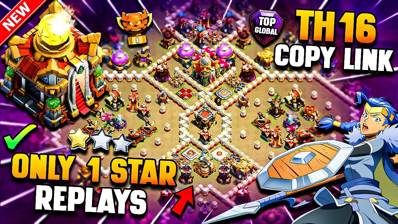 ONLY 1 STAR TH16 War Base Link With Replays | Best TH16 Base Link (Town ...