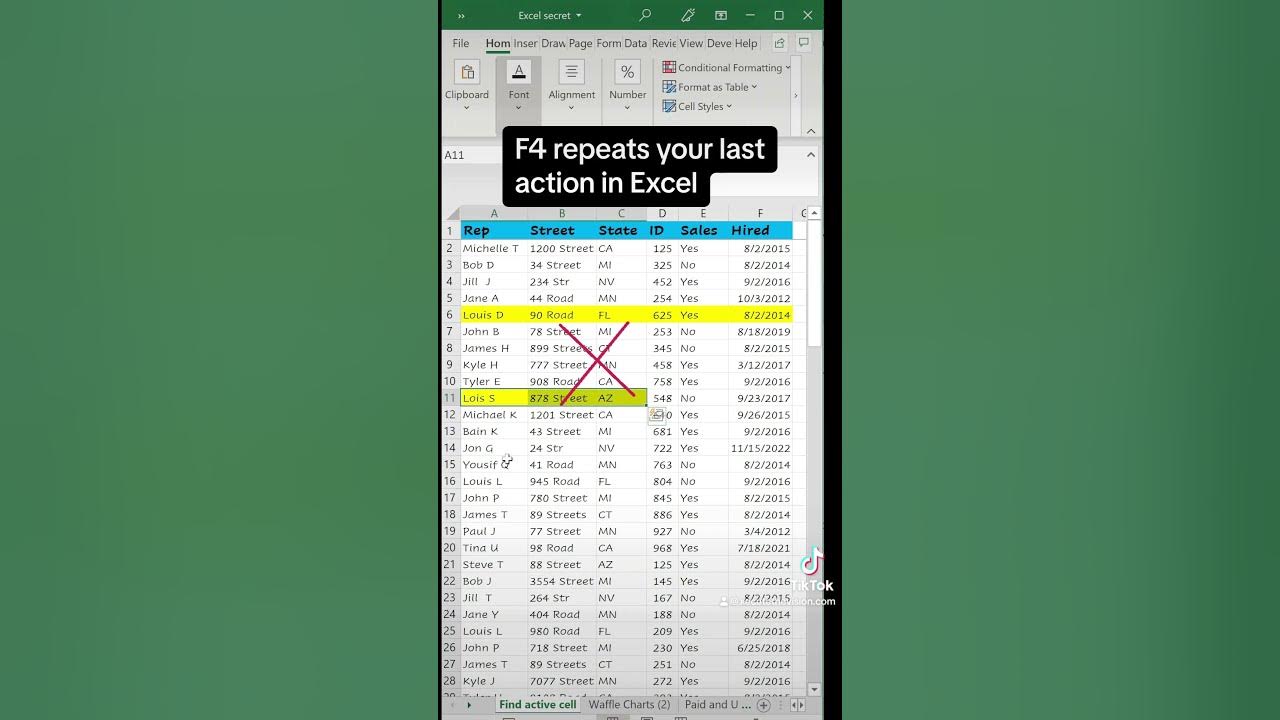 Excel Tip F4 To Repeat Last Action YouTube excel-tip-f4-to-repeat-last-action-youtube