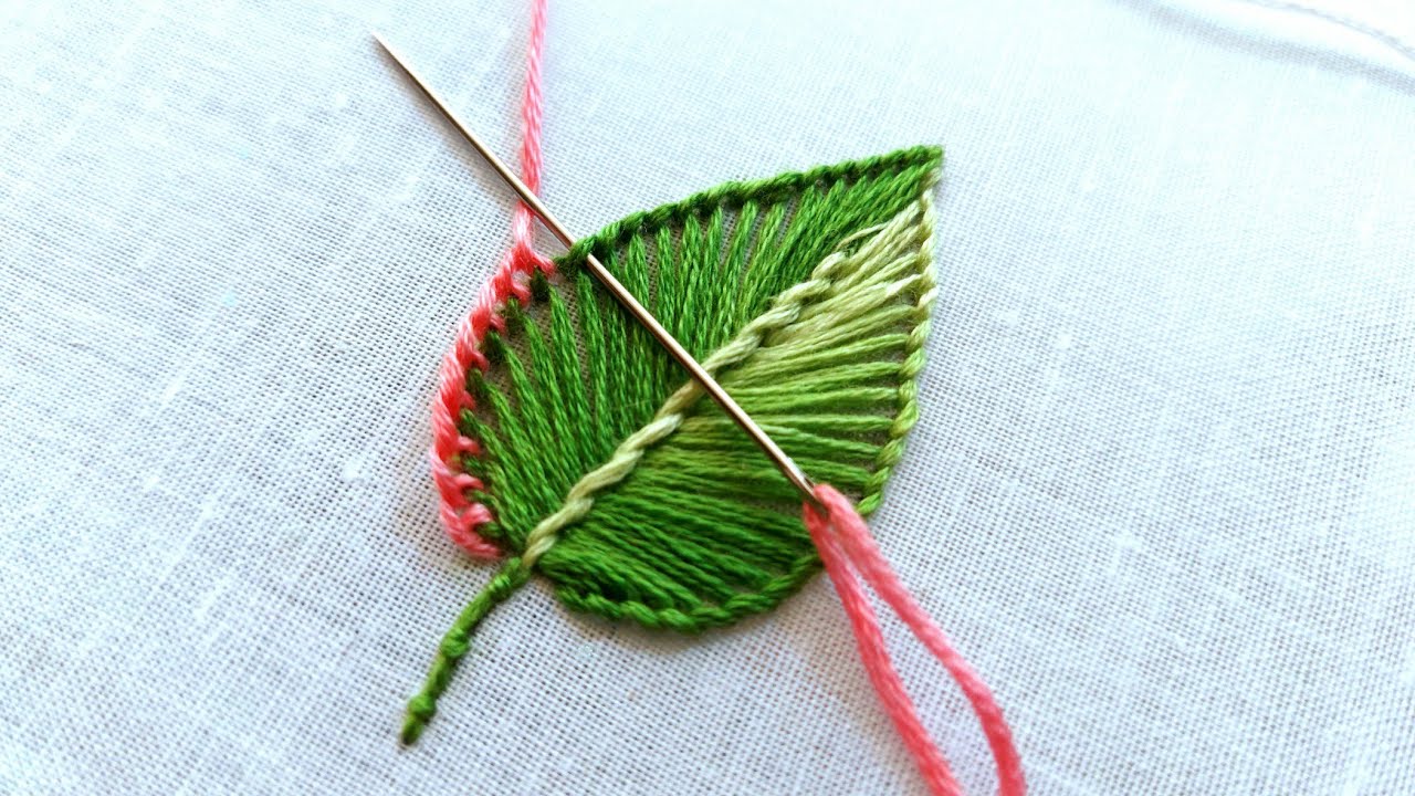Very pretty leaf design|hand embroidery|embroidery|design - YouTube