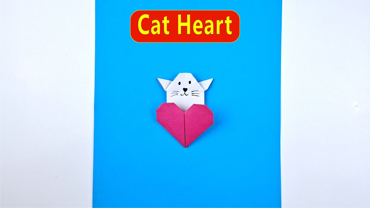 How to Make a Cat Heart Origami - Easy Paper Crafts - YouTube