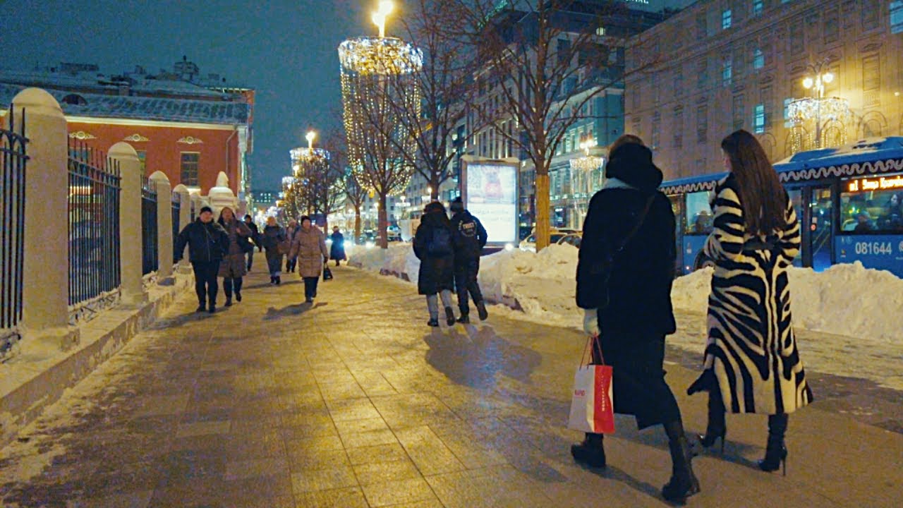 Moscow Winter Walk - Tverskaya Street. From Pushkinskaya Square to ...