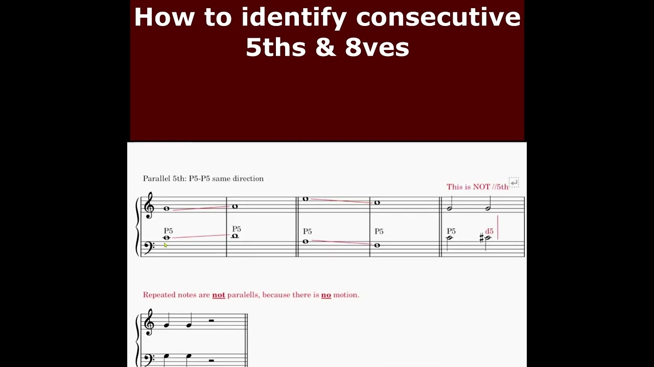 How To Identify Consecutive 5ths & 8ves - #shorts | music theory - YouTube
