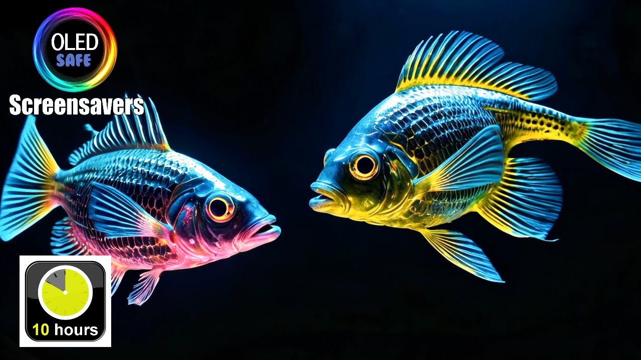 Neon Colored Fish Screensaver - 10 Hours - 4K - OLED Safe - YouTube