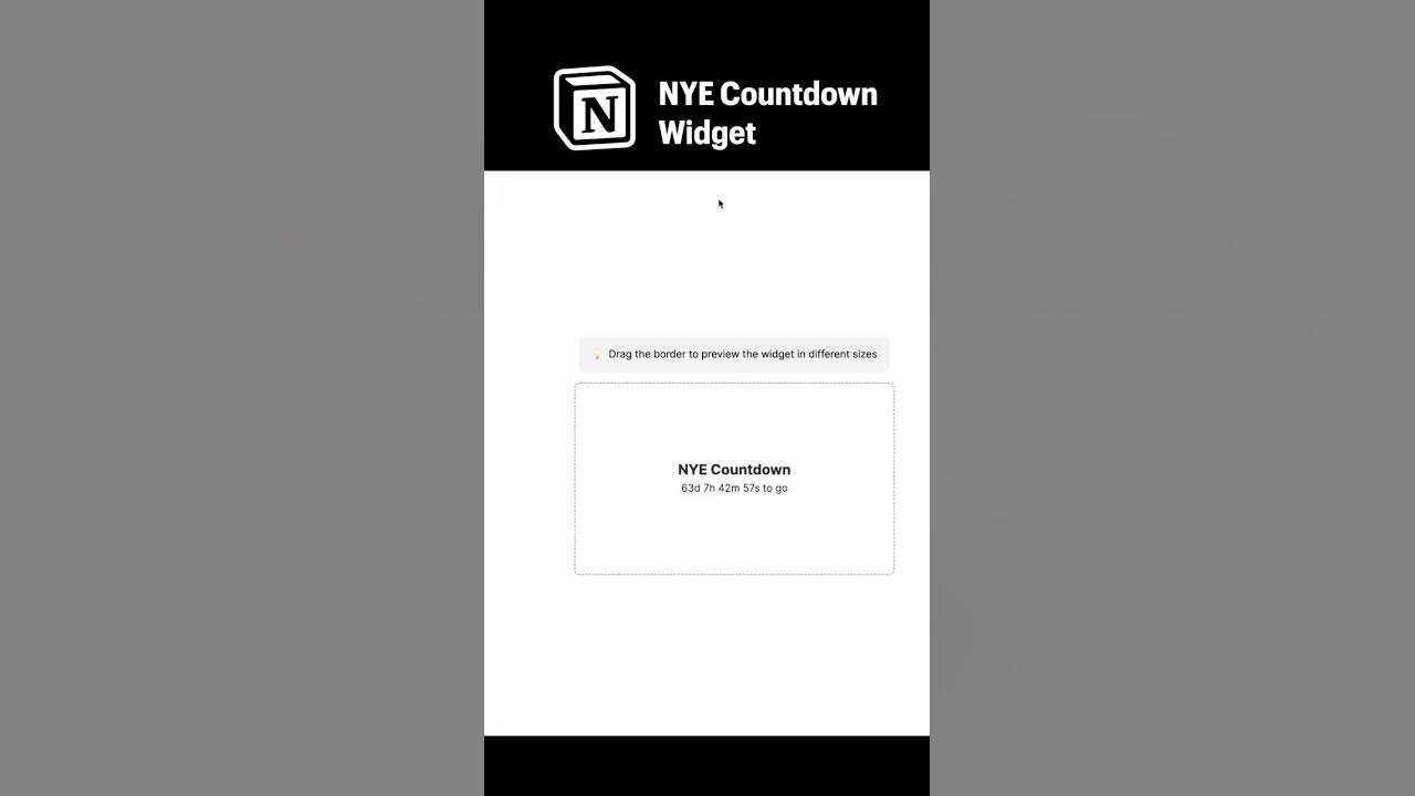Nye Countdown Widget Notion Notiontemplates Notiontutorial Widgets Productivity Youtube 