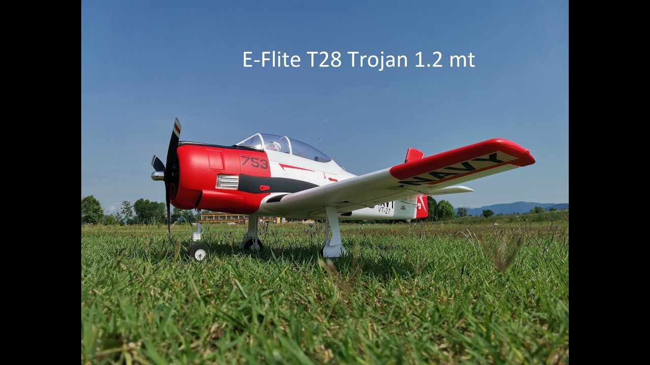 E-Flite RC T28 Trojan 1.2 mt 4S flight Pilot view - YouTube