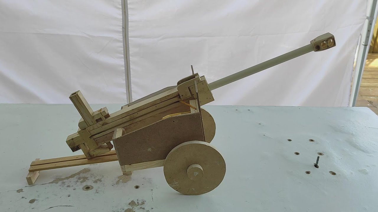 Amazing automatic cannon made out of scrap wood | wooden crafts diy ...
