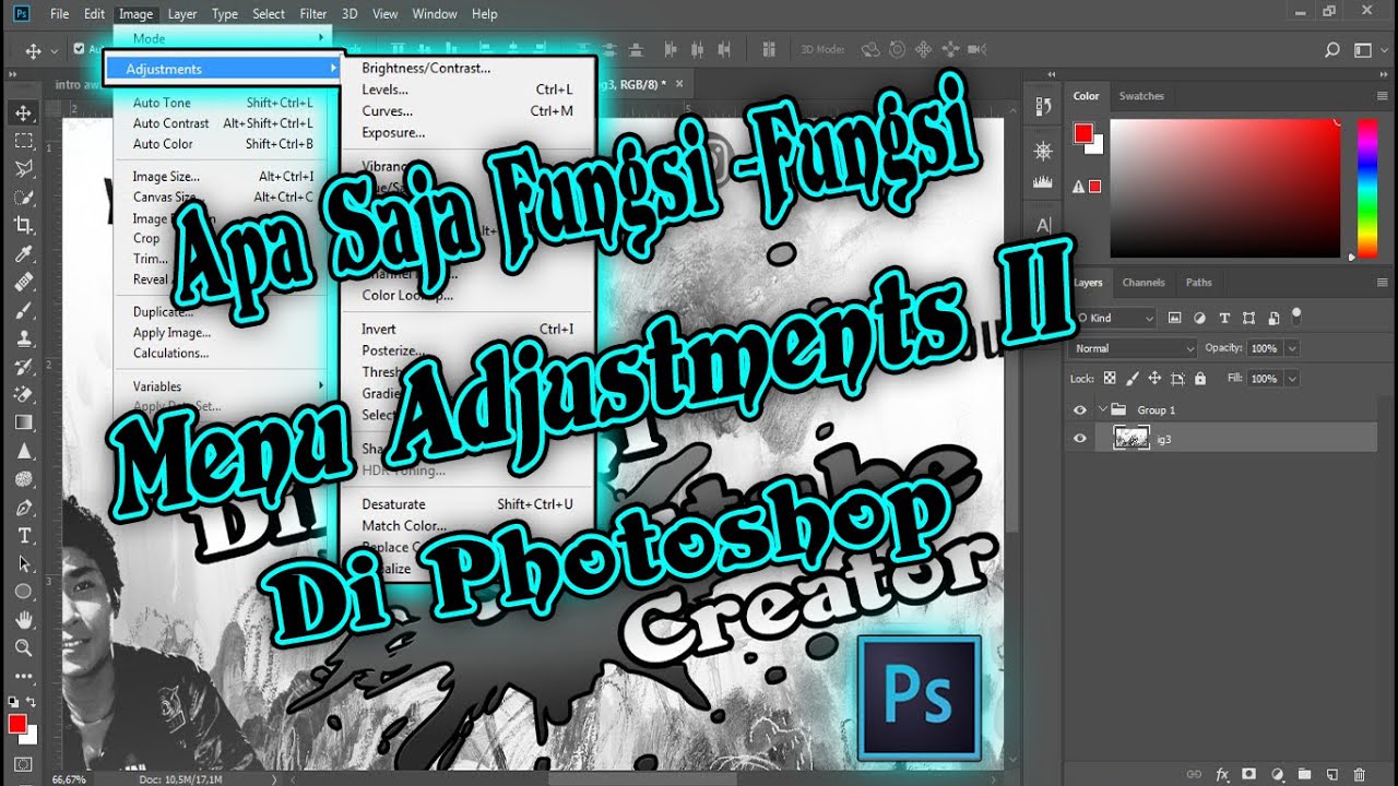 Fungsi Menu Adjustments Di Photoshop Part 2 - YouTube