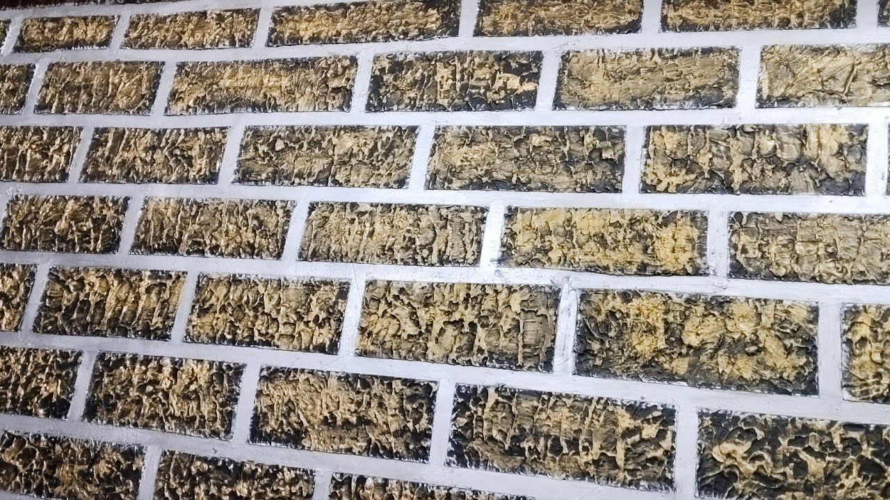 wall texture work Ideas | Brick easy texture design | metallic blue ...