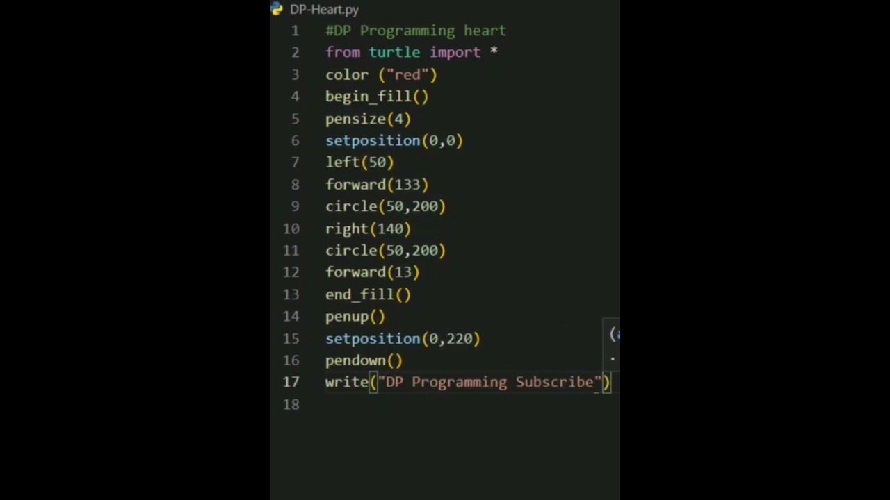 DP Programming python turtle library heart #shorts #python #heart - YouTube