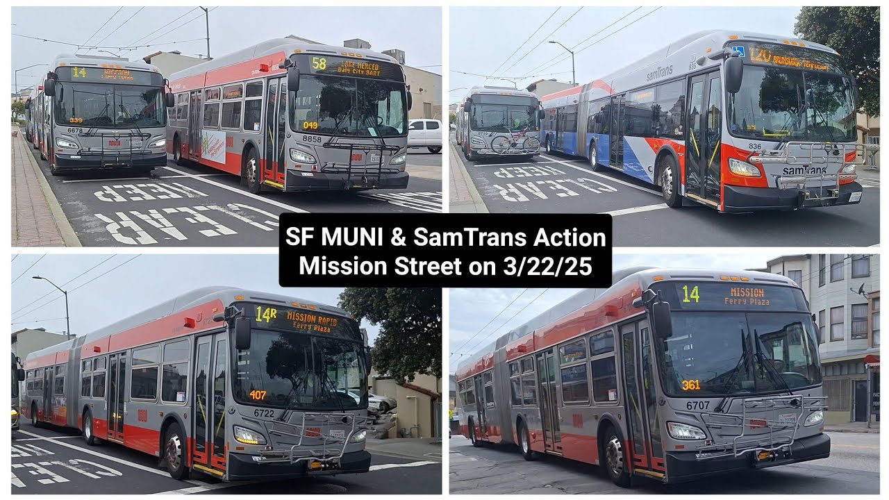 SF MUNI & SamTrans Action on Mission Street (3/22/25) - YouTube