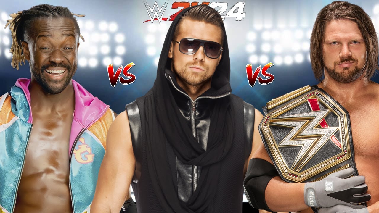 WWE 2K24 AJ STYLES VS. THE MIZ VS. KOFI KINGSTON TLC MATCH FOR THE WWE ...