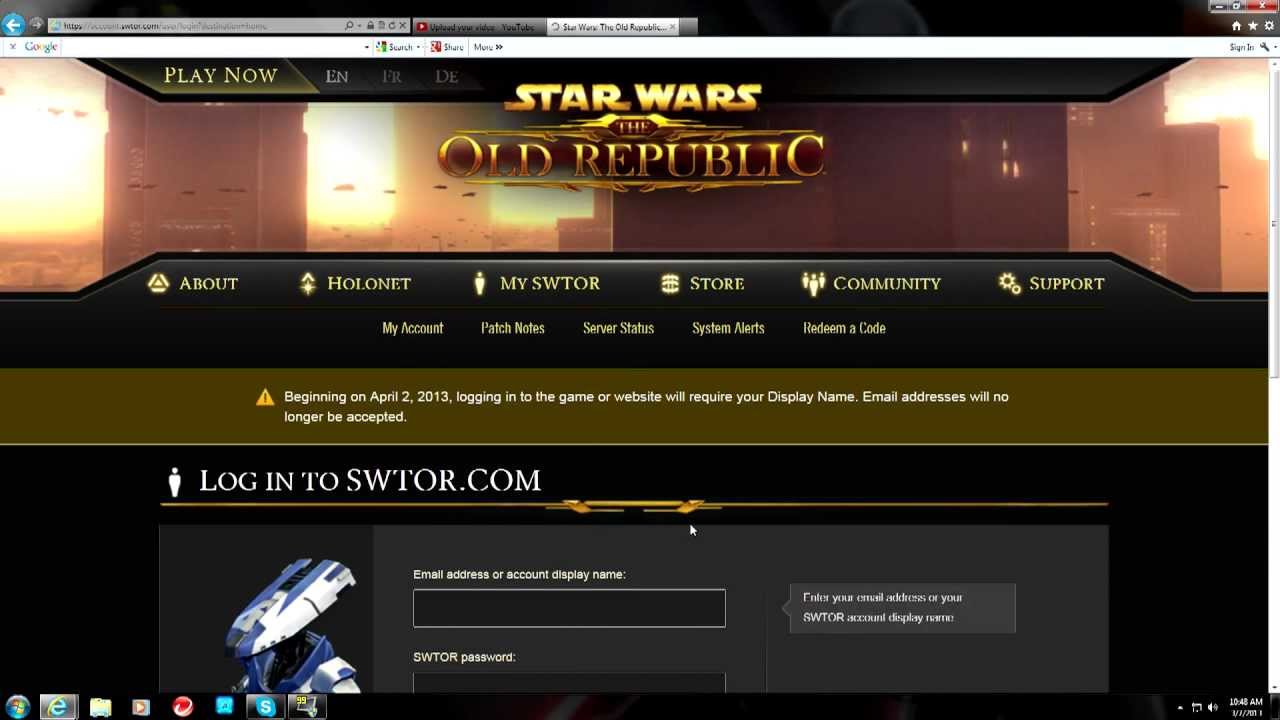 SW:TOR Update- New Login Procedure - YouTube