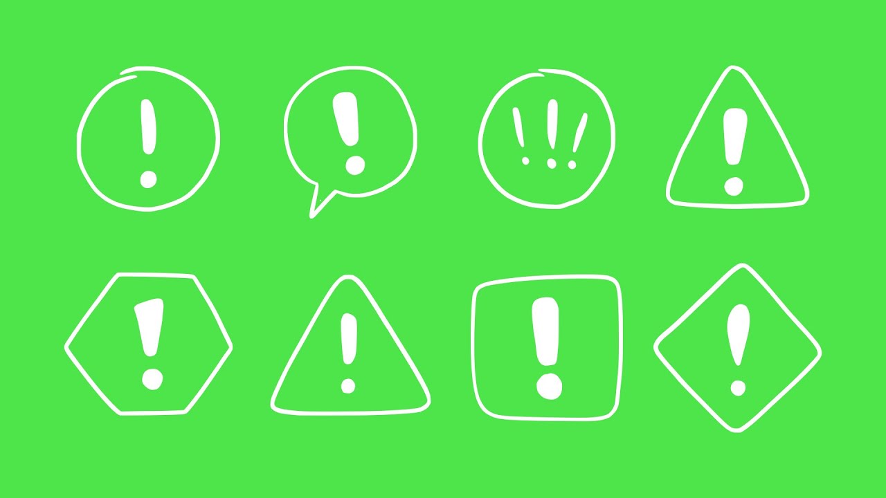 exclamation mark green screen/ animation green screen/ doodle green ...
