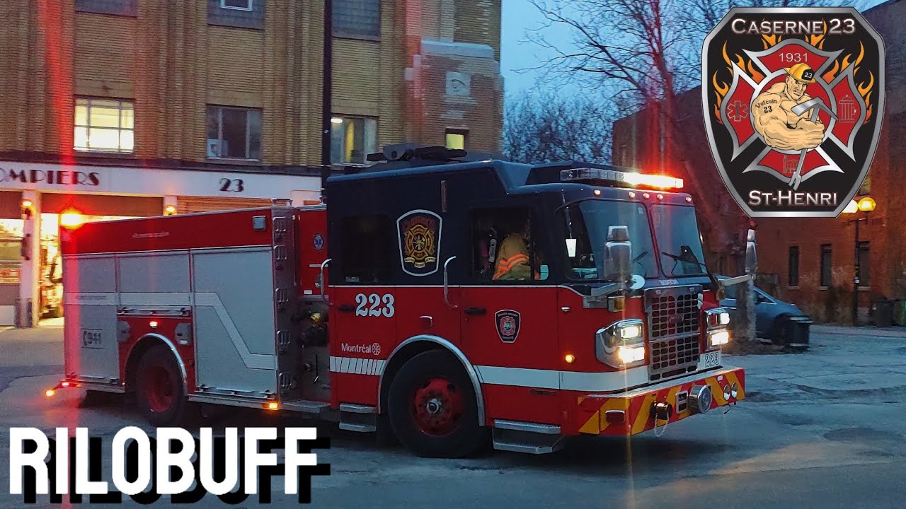Montreal Fire Department [MFD-SIM] Pumper 223 responding from fire ...