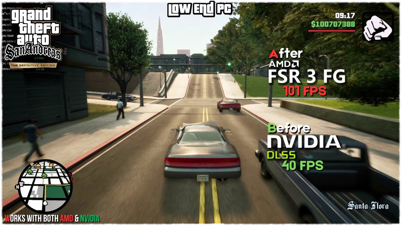 RX6400: GTA SA Definitive Edition AMD FSR3 Frame Generation Mod ...