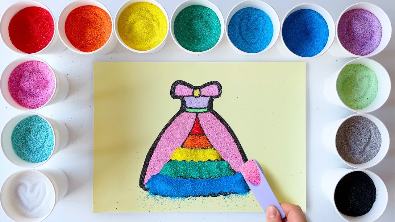 How to Draw & Sand painting a Princess dress for Kids and Toddlers ...