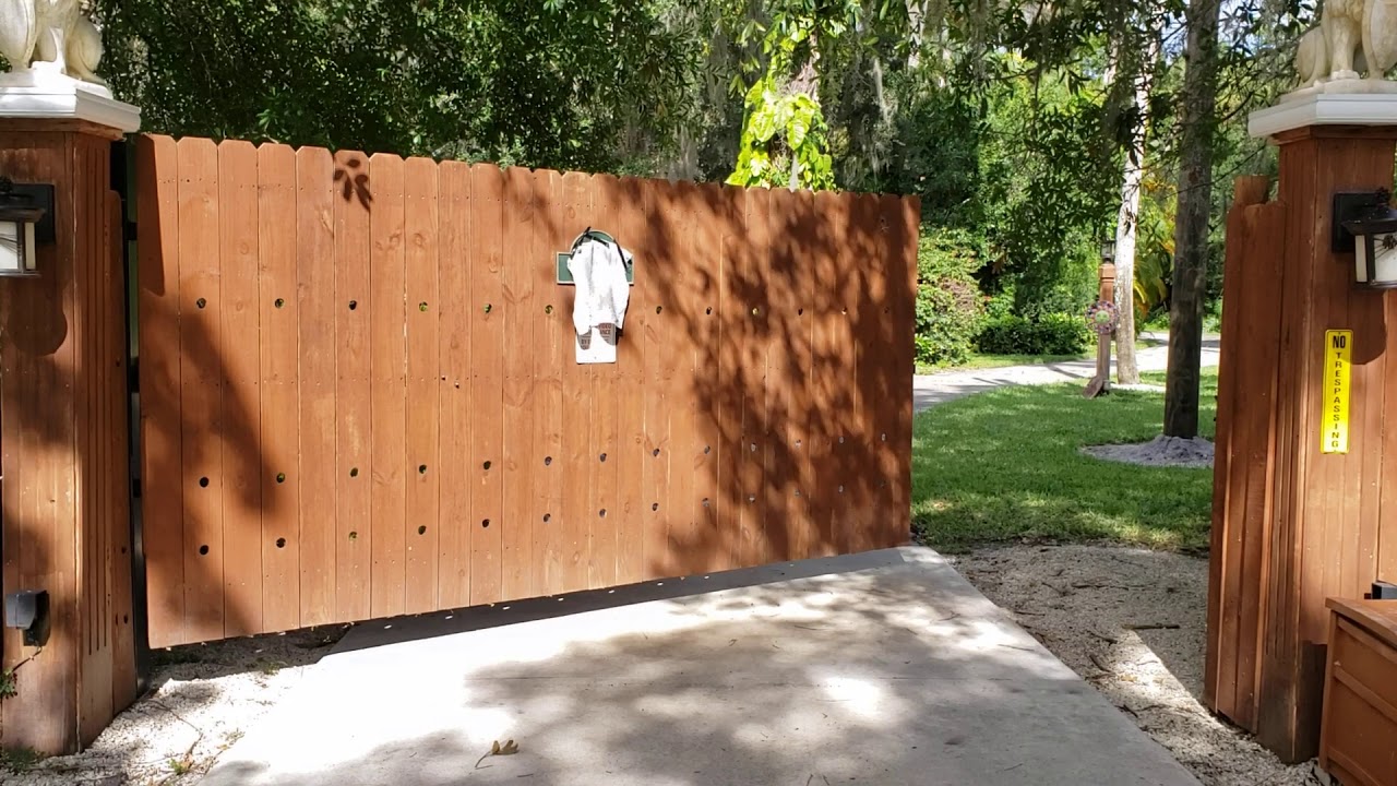 14ft. Single Swing Privacy Gate with LiftMaster LA400 Operator ...