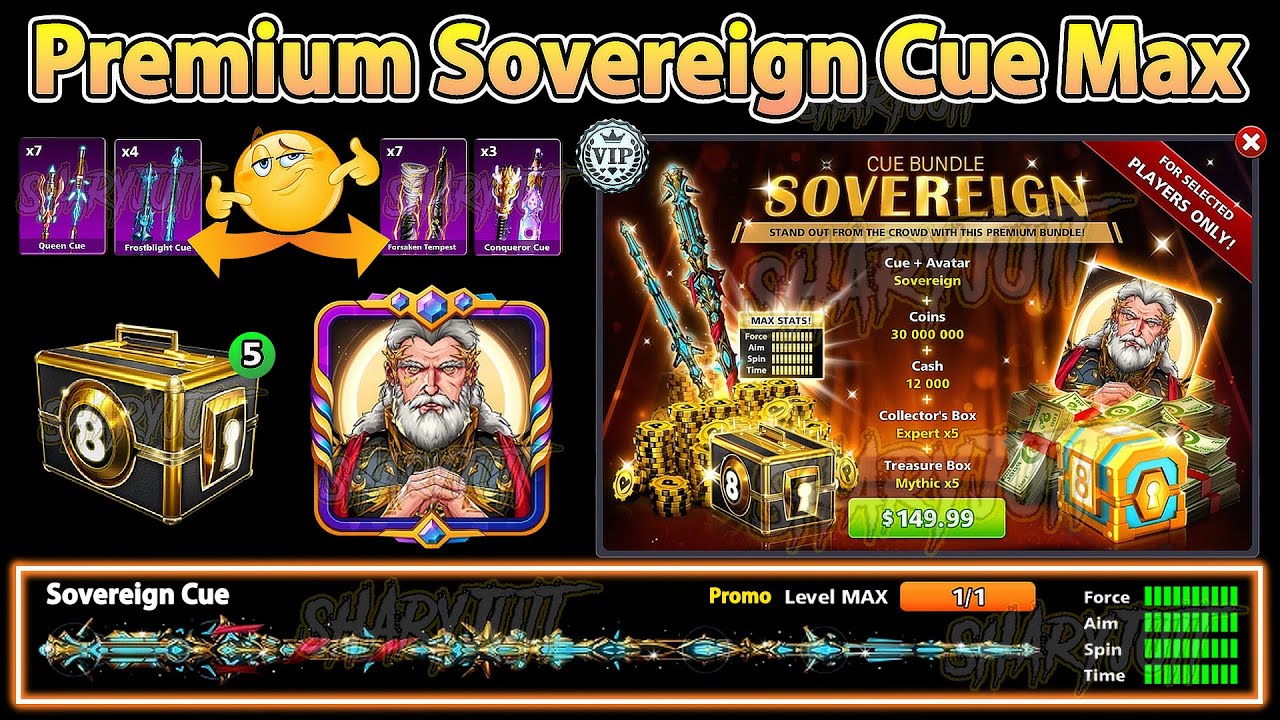 8 Ball Pool - Sovereign Cue Level Max || Sovereign Cue Bundle For Selected Player Only ...