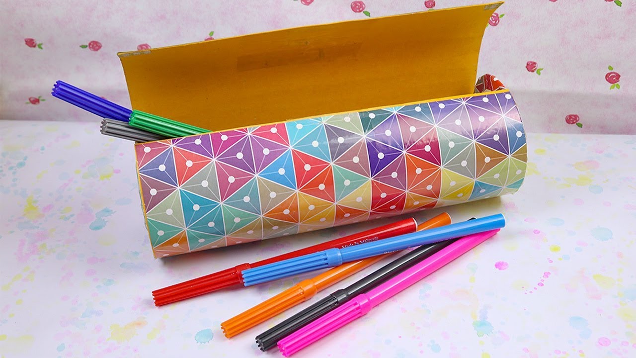 Easy DIY Paper Pencil Case - Best out of waste Craft Ideas. - YouTube
