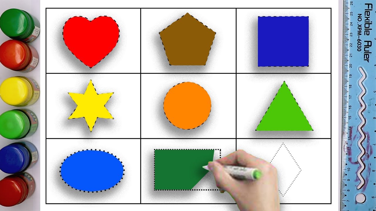 Learn Basic Shapes and colors for kids | Heart, pentagon, square, star ...