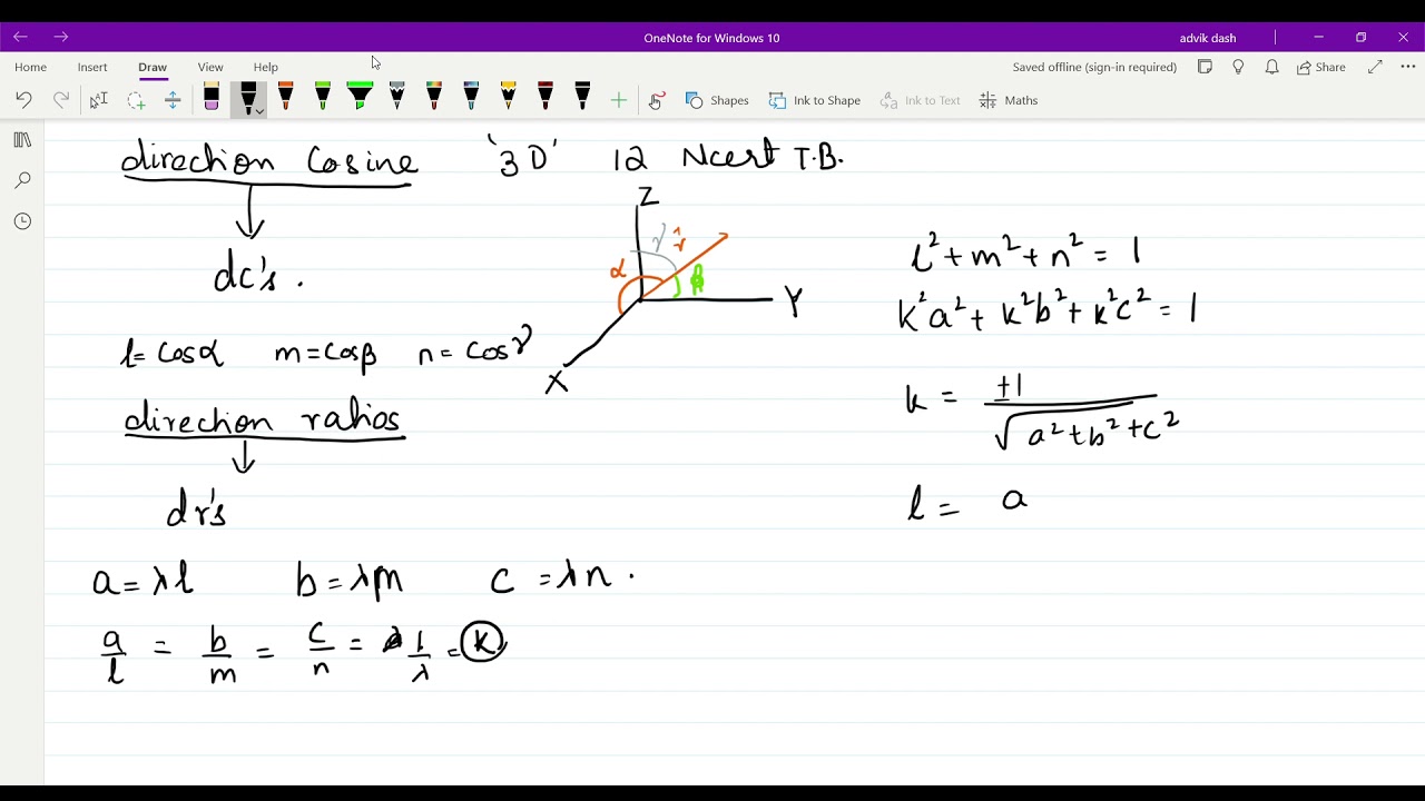 direction cosine and direction ratio - YouTube