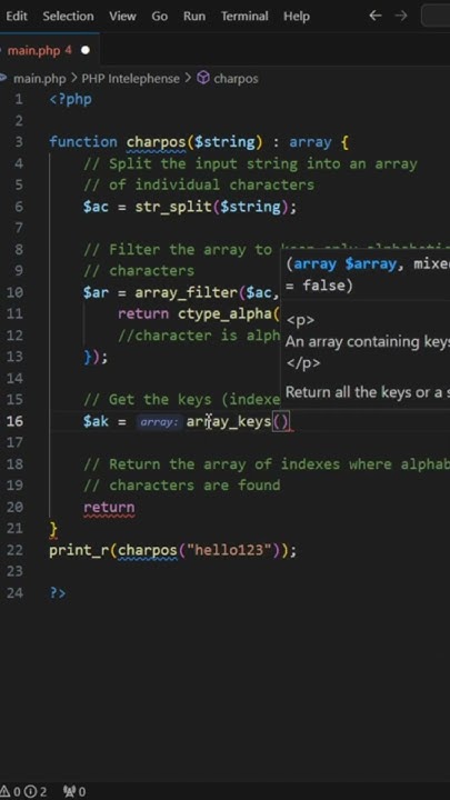 Function identifies the positions of all alphabetic char in string #phpscripts #algorithm # ...