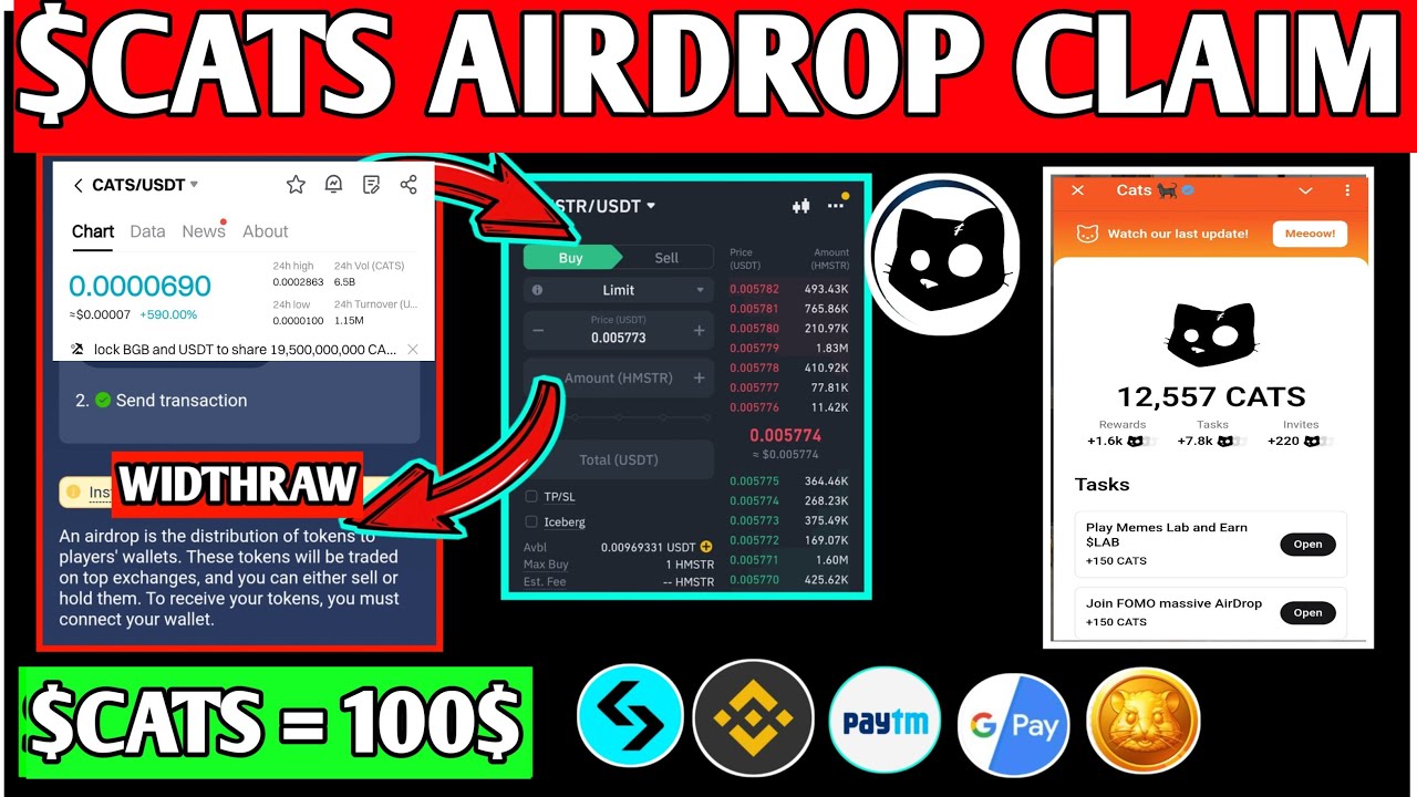 Cats Airdrop Live - How to Withdraw $CATS Token In Bitget, Bybit ...