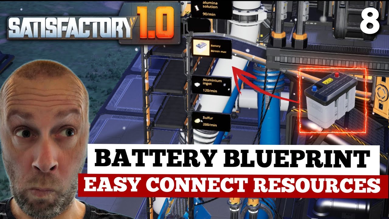 Satisfactory - Easy Blueprints For Perfect Battery Production - YouTube