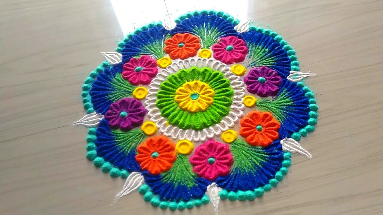 Rangoli designs for daily / blue rangoli designs 275 - YouTube