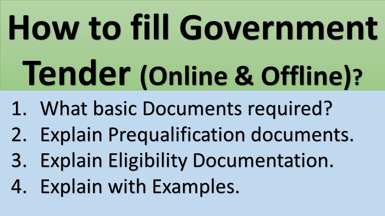 What Basic Documents Required to Fill Tender | Basic documents to fill ...