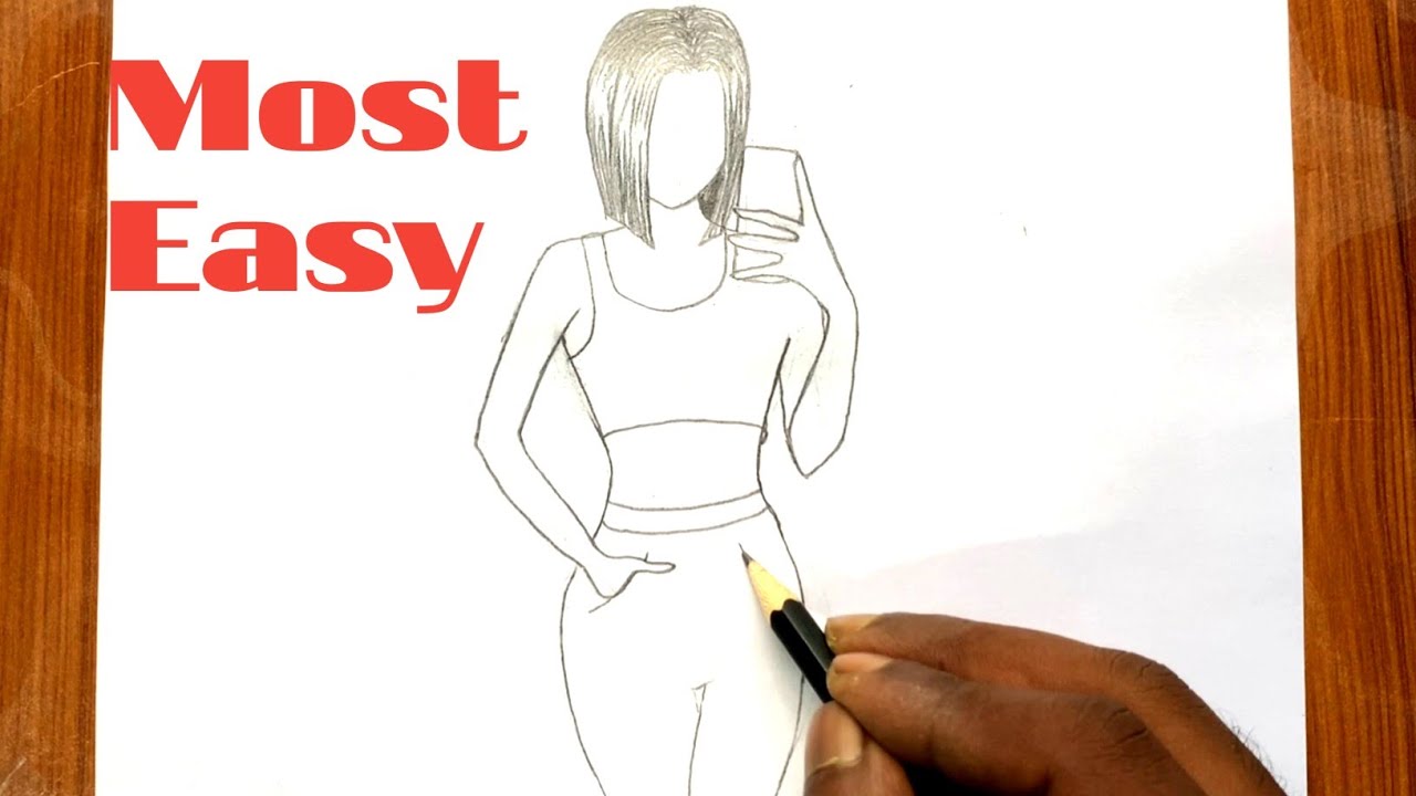 Most Easy Girl Drawing|| How to draw a Beautiful girl taking a selfie ...