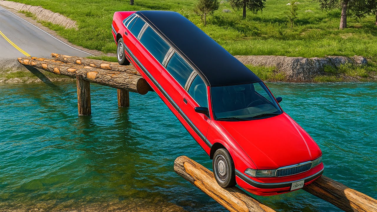 Cars vs Unfinished Log Bridge Challange |👑BeamNG Drive - YouTube