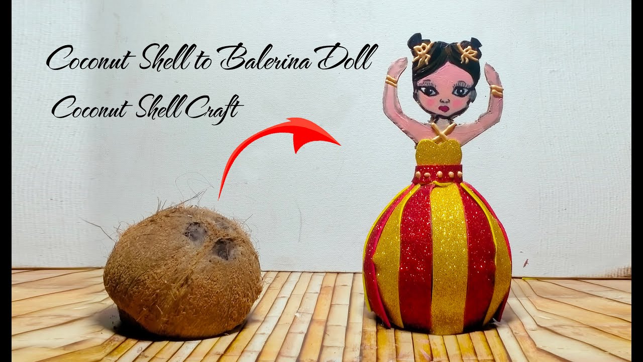 Coconut shell doll / coconut shell craft / best from waste/DIY / easy ...