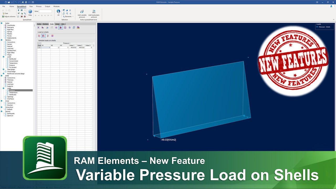 Modeling Variable Pressures on Shells in RAM Elements - YouTube