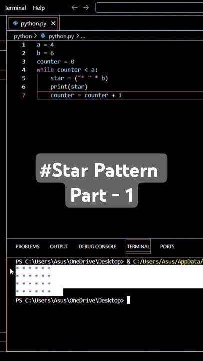 #Star Pattern Using While loop | soild rectangle | #phython # ...